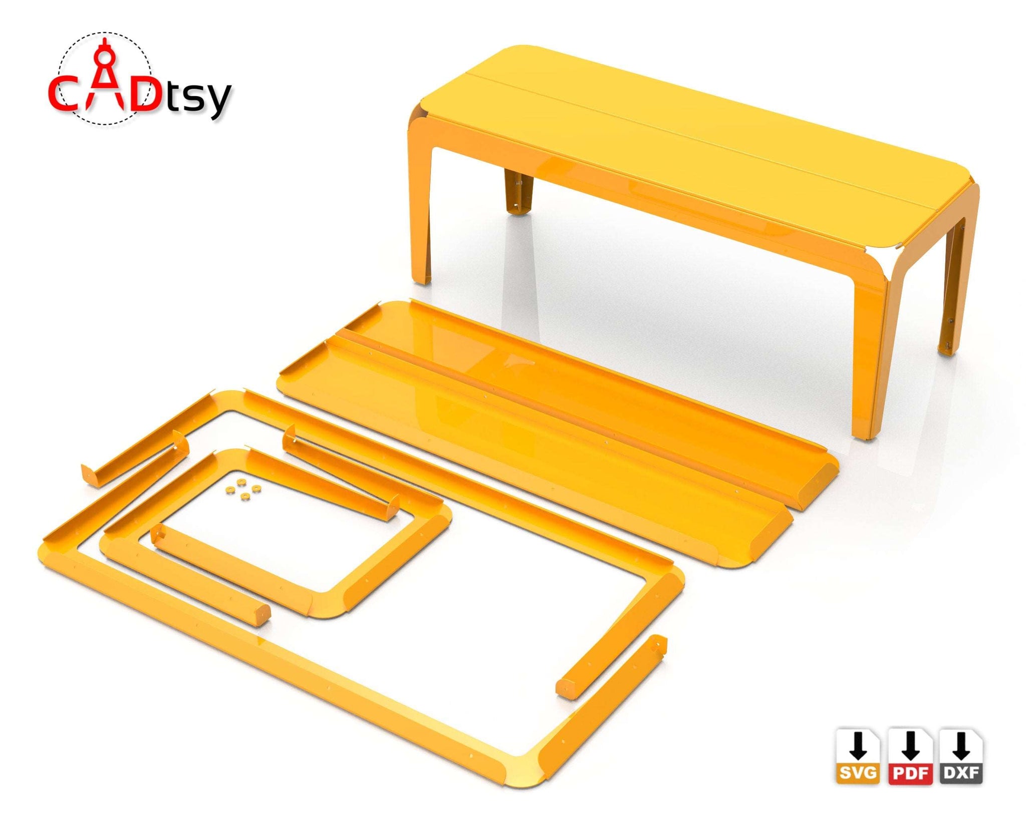 Metal Bench DXF Files or Plasma Cutting. Length -1200mm