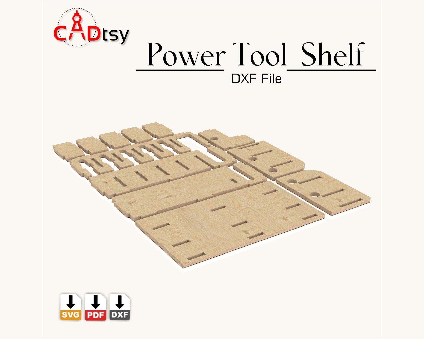 Cordless Power Tool Shelf DXF SVG Files for CNC Router