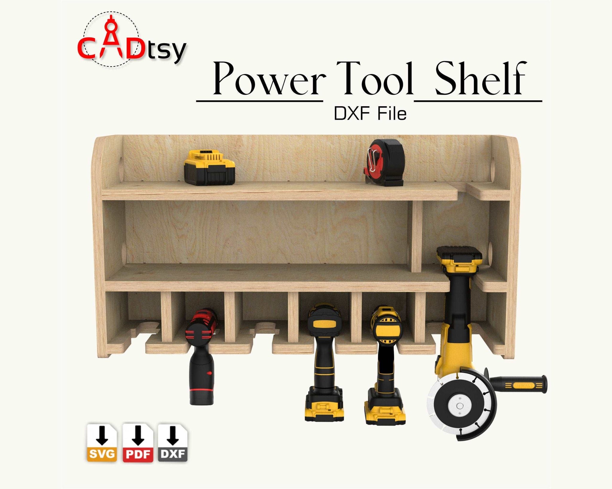 Cordless Power Tool Shelf DXF SVG Files for CNC Router – CADtsy