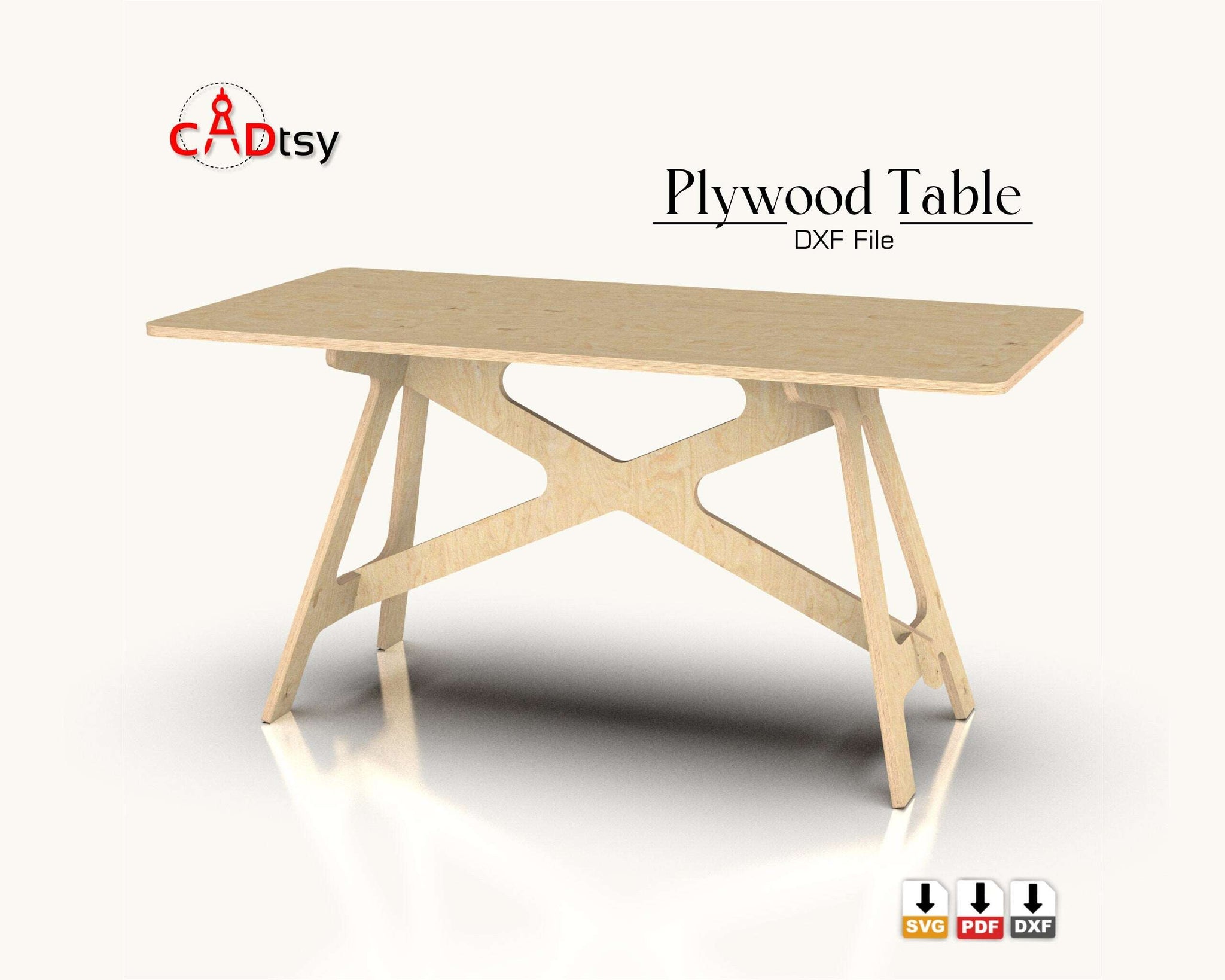 Modern Wooden Table DXF Files | CNC Files for Wood | CADtsy