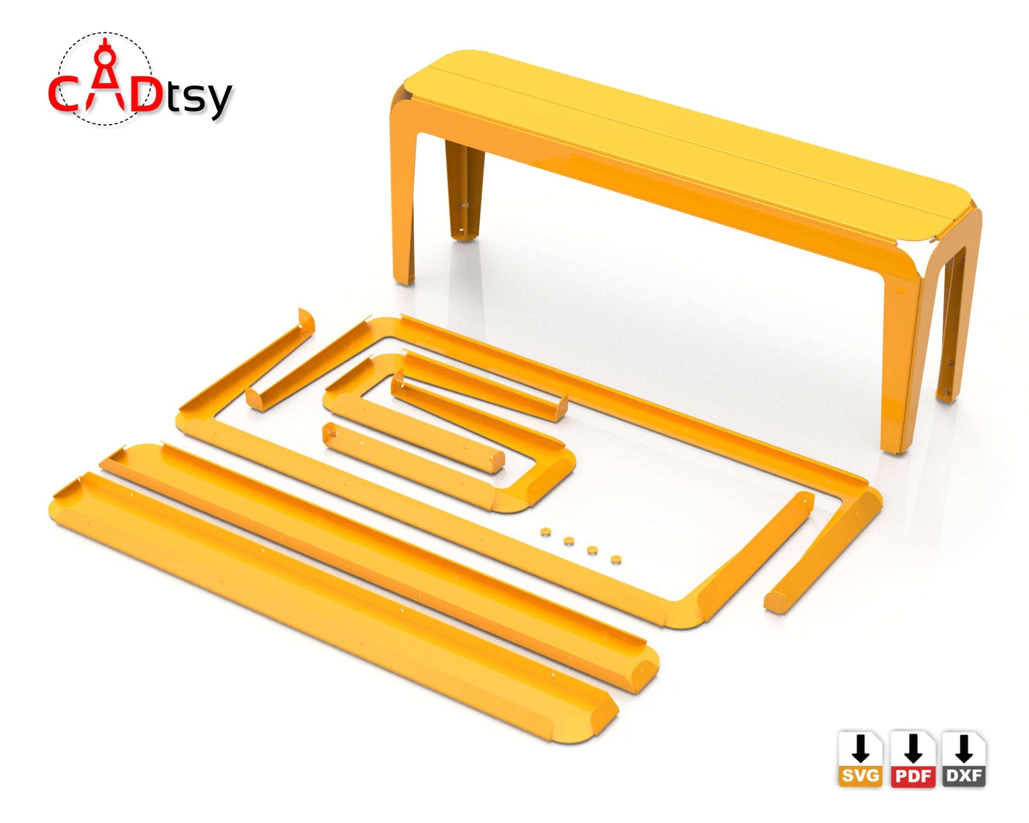 Robust Metal Bench - CNC Plasma/Laser Cutting DXF/SVG Files. Length ...