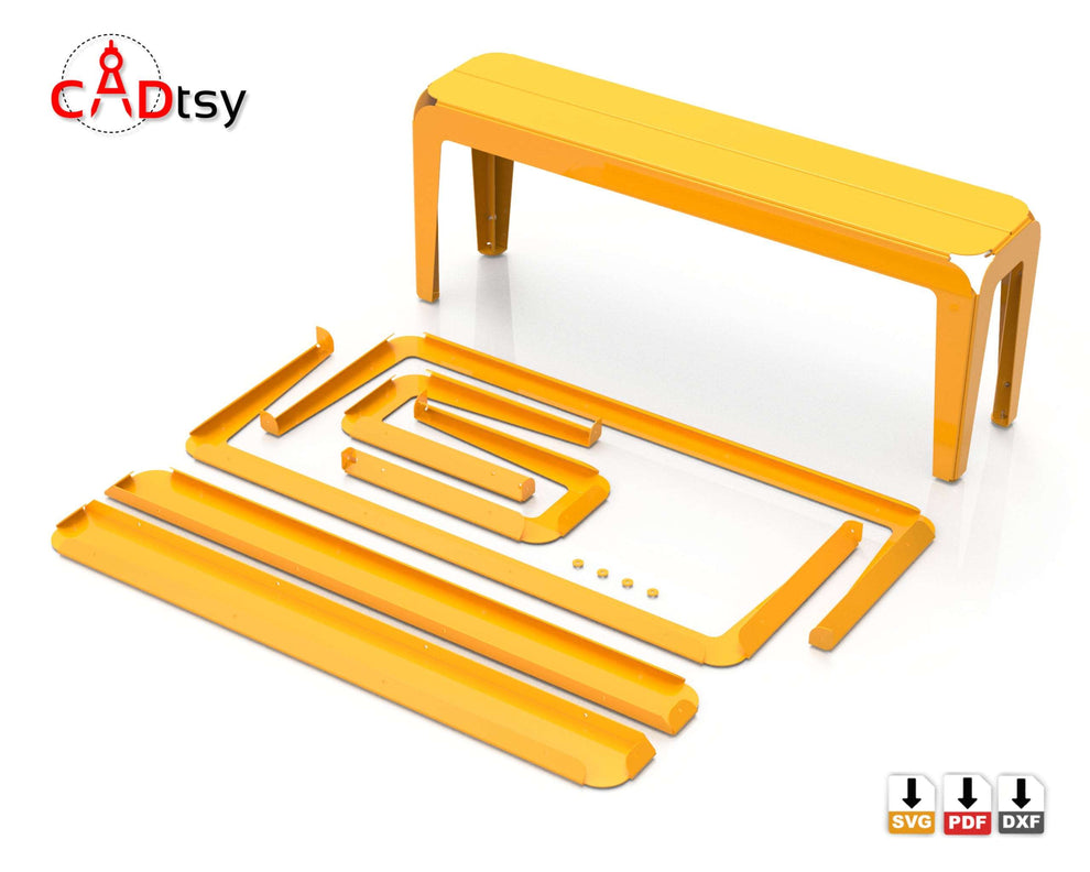 Metal Bench DXF Files (1200mm Narrow) | CNC Plasma | CADtsy