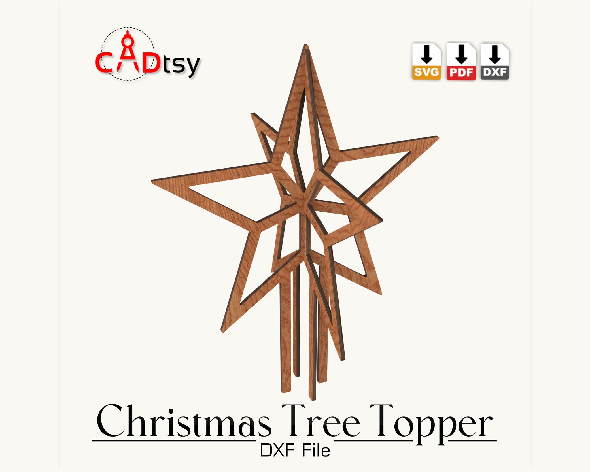 Christmas Tree Topper Star SVG Laser Cutting Files