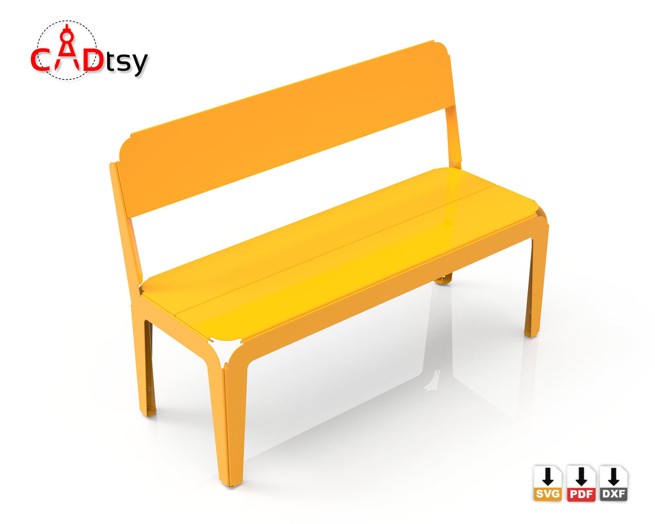 Metal Backrest Bench DXF Laser Cutting Files. L1200 mm