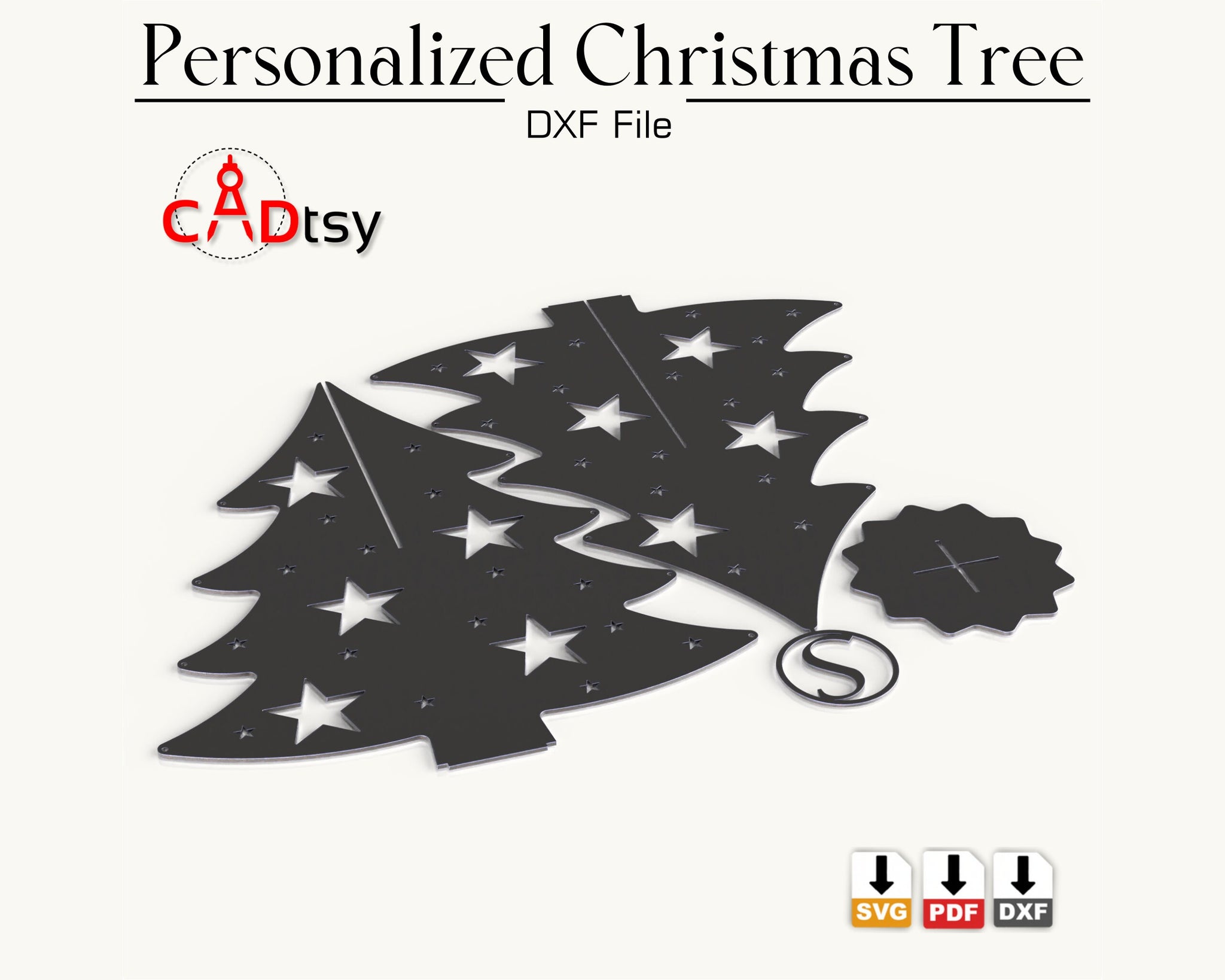 Personalized Christmas Tree DXF/SVG Laser Cutting Files.